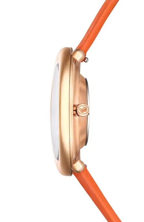 SWAROVSKI Imber Oval Leather Strap Watch - Orange