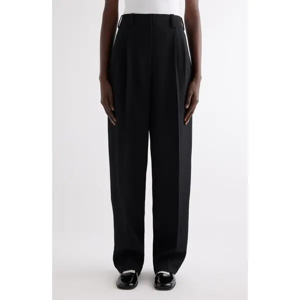 Givenchy Double Pleat Low Waist Wool Pants - Black