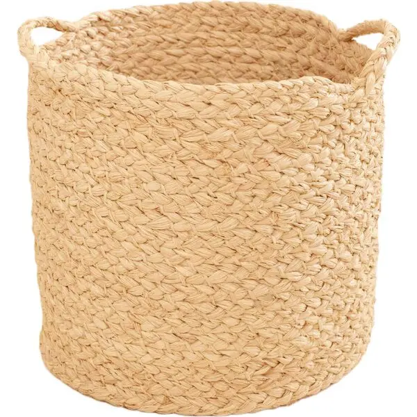 INDEGO AFRICA Braided Raffia Planter With Handles - Natural
