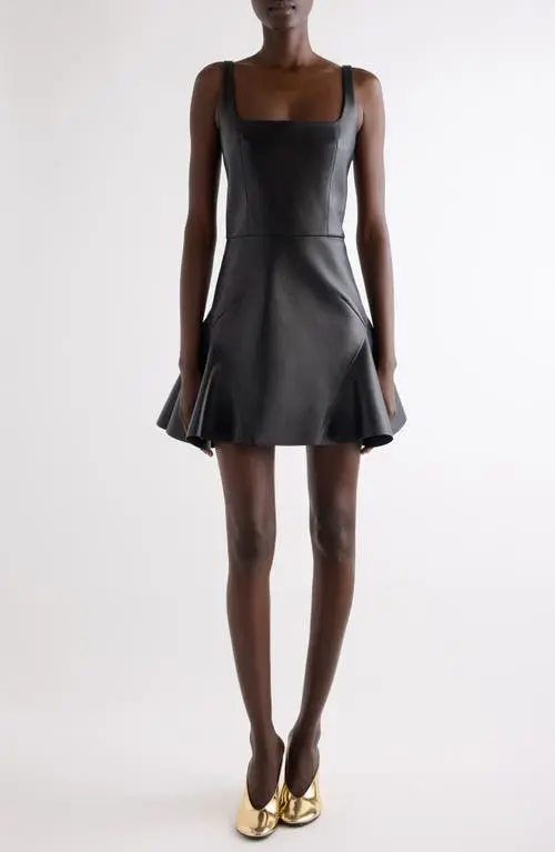 Givenchy Fluted Leather Fit & Flare Minidress