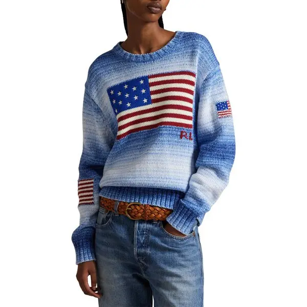 Polo Ralph Lauren Ombré Flag Cotton Crewneck Sweater