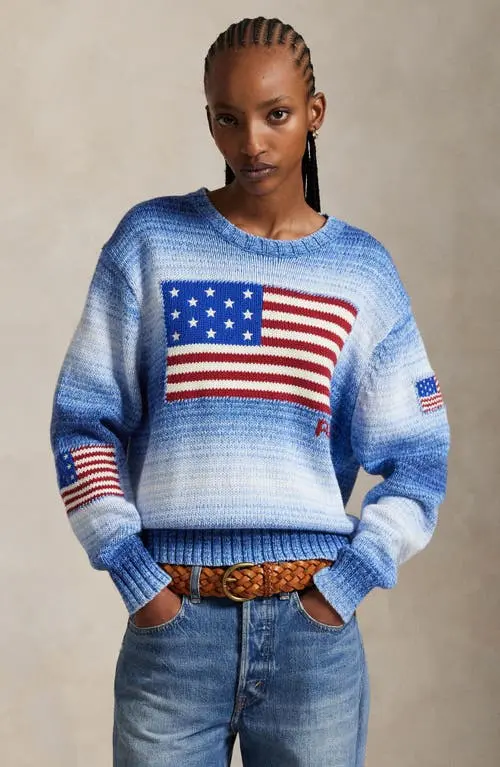 Polo Ralph Lauren Ombré Flag Cotton Crewneck Sweater