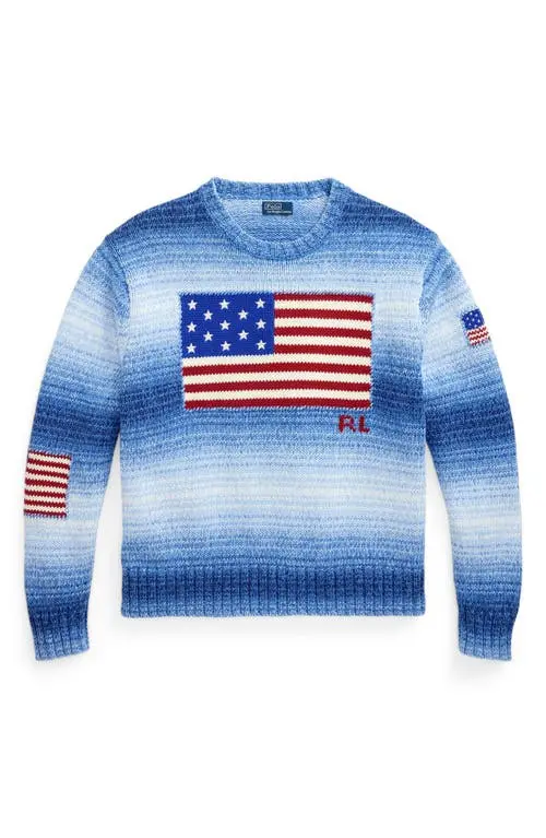 Polo Ralph Lauren Ombré Flag Cotton Crewneck Sweater