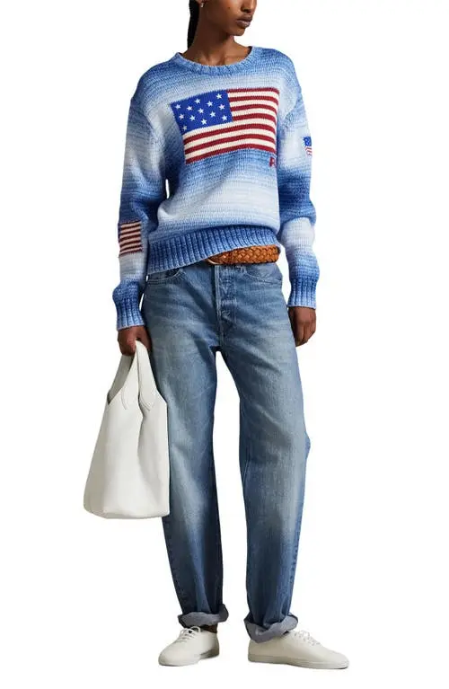 Polo Ralph Lauren Ombré Flag Cotton Crewneck Sweater
