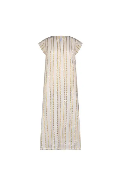 MER ST. BARTH Noa Maxi Caftan - Gold Lurex Stripe