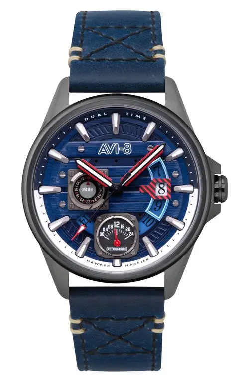 AVI-8 Hawker Harrier Farley Leather Strap Watch - Blue