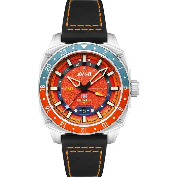 AVI-8 Hawker Hunter Atlas Gmt Automatic Strap Watch - Orange