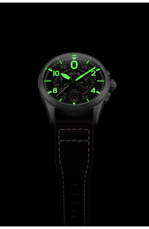 AVI-8 Spitfire Lock Midnight Oak Dial Chronograph Strap Watch