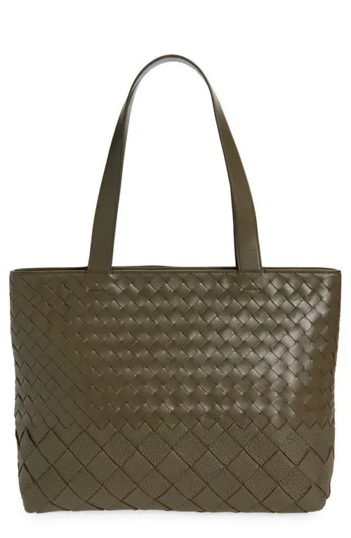 Bottega Veneta Intrecciato Leather Zip Tote - Cypress-silver