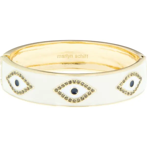 MARLYN SCHIFF Evil Eye Enamel Hinge Bracelet - Gold Ivory