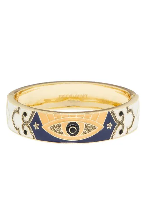 MARLYN SCHIFF Evil Eye Enamel Hinge Bracelet - Gold
