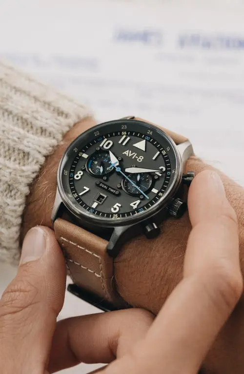 AVI-8 Hawker Hurricane Chronograph Leather Strap Watch
