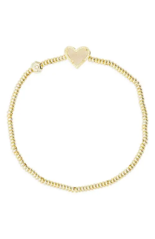 Kendra Scott Ari Heart Beaded Stretch Bracelet - Gold Iridescent Drusy