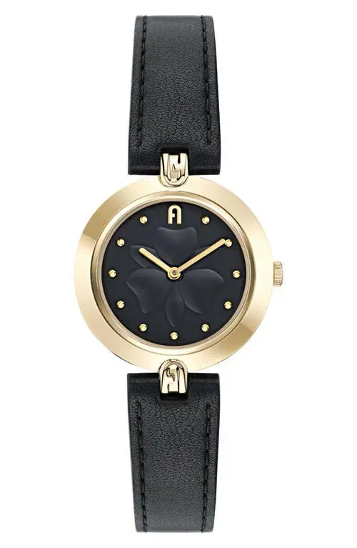 Furla Heritage Leather Strap Watch - Yellow Gold