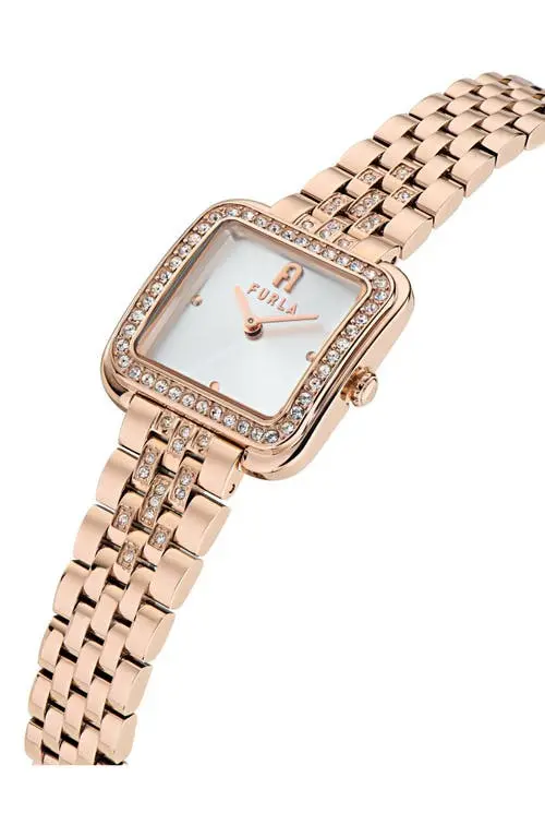 Furla Heritage Crystal Square Bracelet Watch - Rose Gold