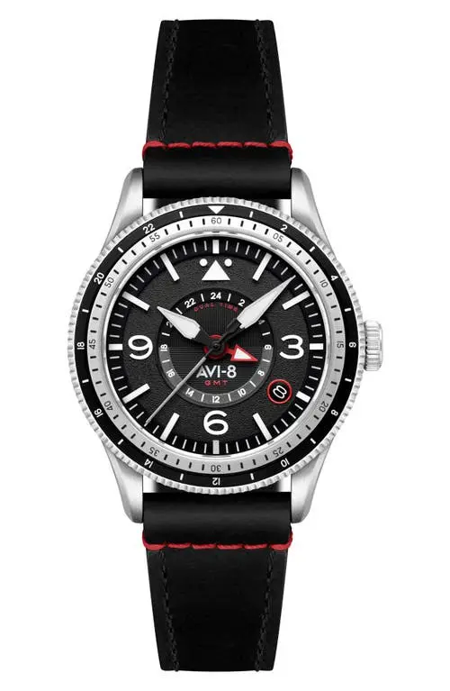AVI-8 Flyboy Airmaster Gmt Strap Watch - Black