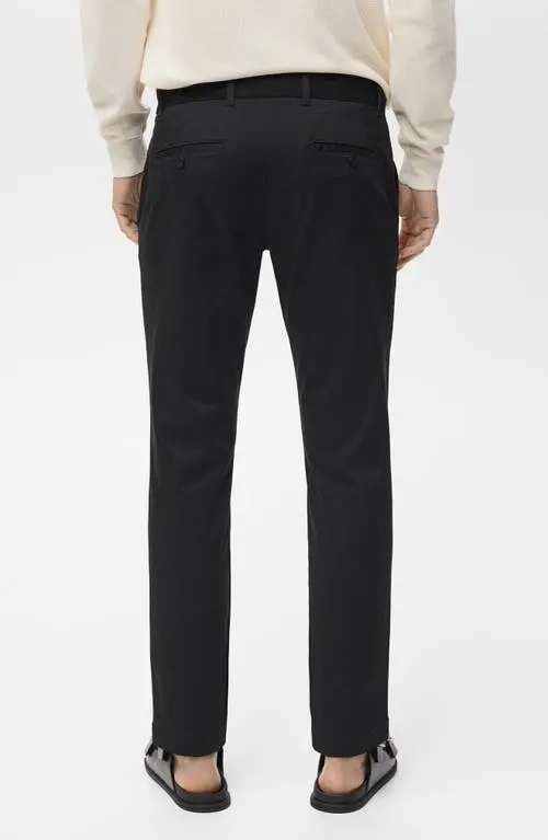 Mango Prato Crop Tapered Stretch Cotton Chinos - Black