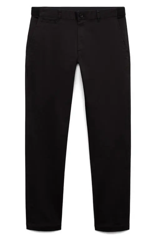Mango Prato Crop Tapered Stretch Cotton Chinos - Black