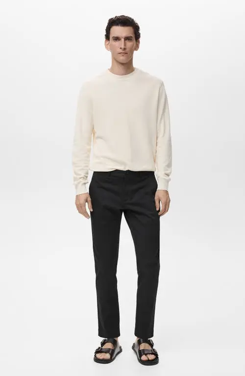 Mango Prato Crop Tapered Stretch Cotton Chinos - Black