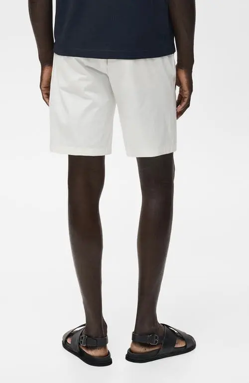 Mango Flat Front Stretch Cotton Bermuda Shorts - White