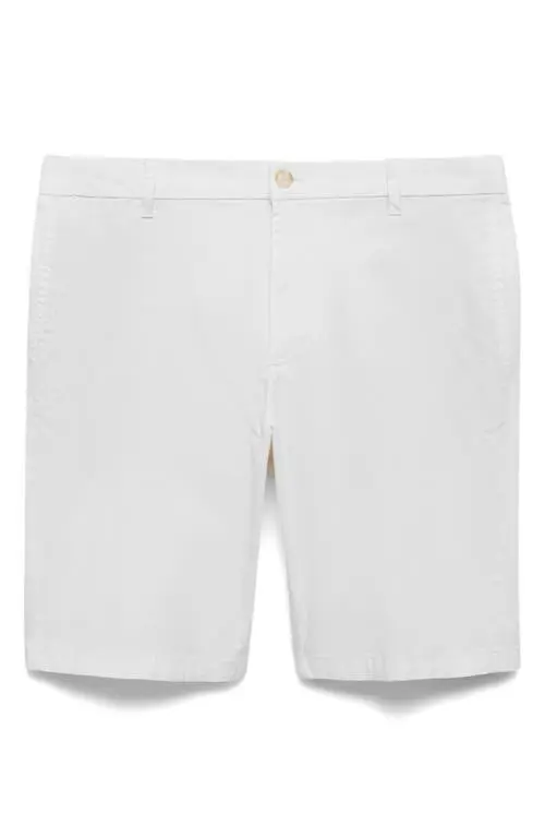 Mango Flat Front Stretch Cotton Bermuda Shorts - White