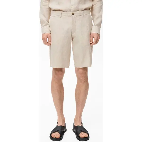 Mango Slim Fit Linen Bermuda Shorts