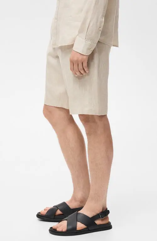 Mango Slim Fit Linen Bermuda Shorts
