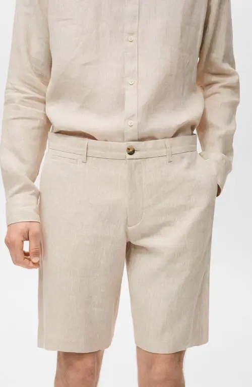 Mango Slim Fit Linen Bermuda Shorts