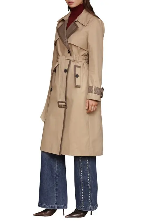 Avec Les Filles Pattern Block Trench Coat