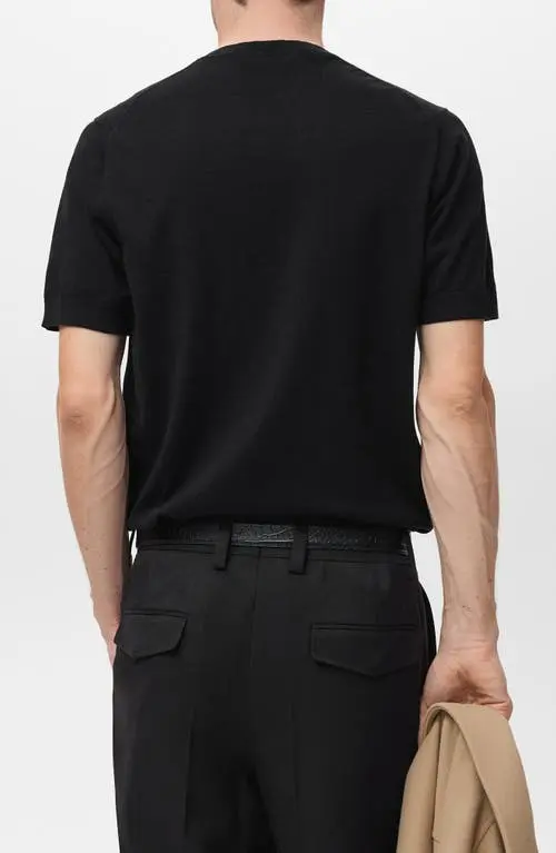 Mango Short Sleeve Cotton Crewneck Sweater