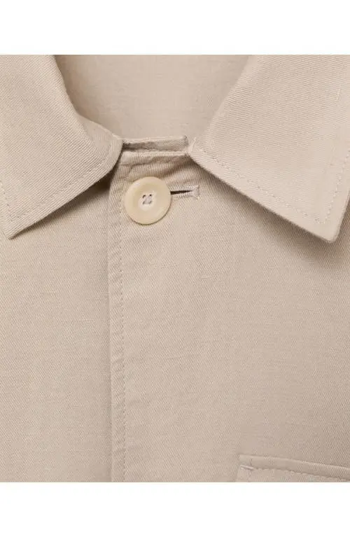 Mango Straight Fit Linen & Cotton Overshirt