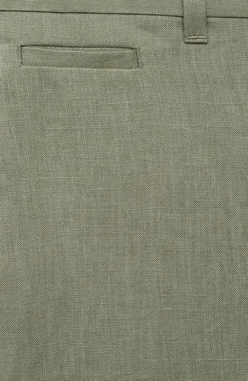 Mango Slim Fit Flat Front Linen Trousers