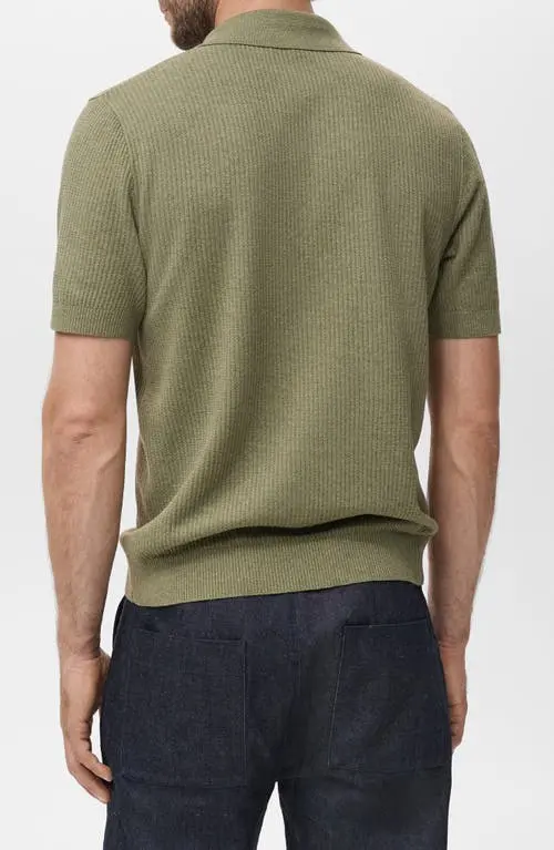 Mango Ribbed Polo Sweater - Dark Green