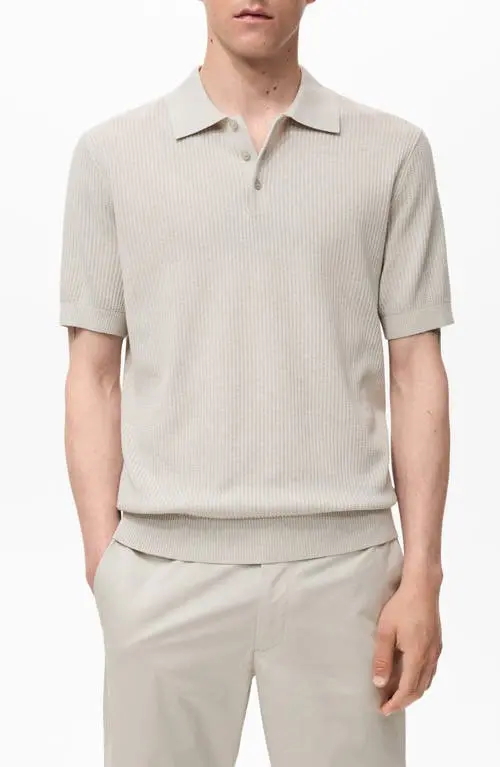 Mango Ribbed Polo Sweater - Ice Grey