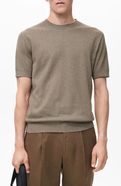 Mango Rib Knit T-shirt - Dark Green