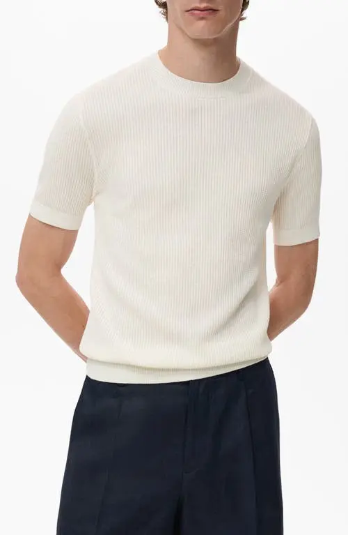 Mango Rib Knit T-shirt - Off White