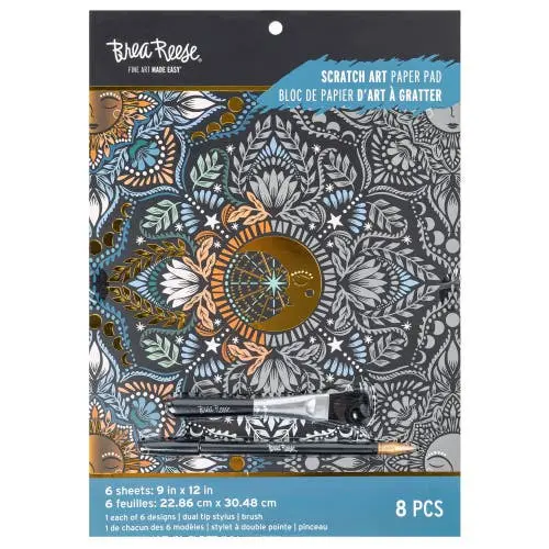 BREA REESE Scratch Art Paper Pad Moon & Sun 6 Designs - Multicolored