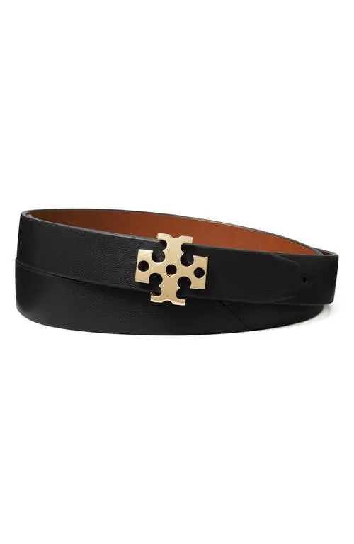 Tory Burch Logo Leather Belt - Black