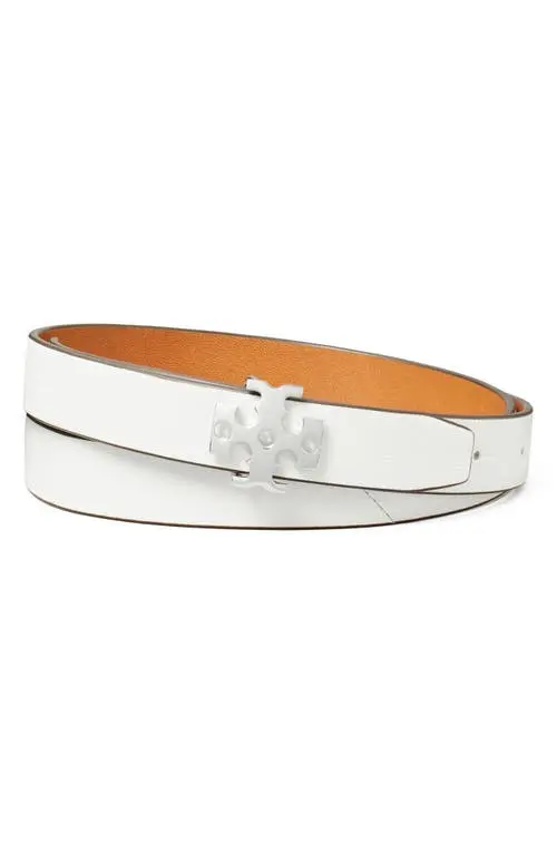 Tory Burch Logo Leather Belt - Optic White