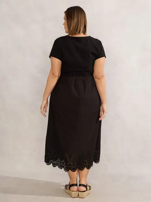 LIVE UNLIMITED Jersey Woven Mix T-shirt Dress