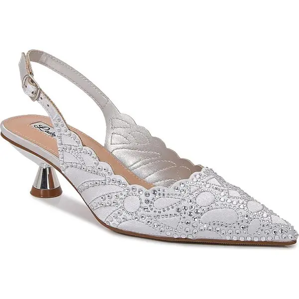 LADY COUTURE Scallop Top Line Slingback Pump - Silver