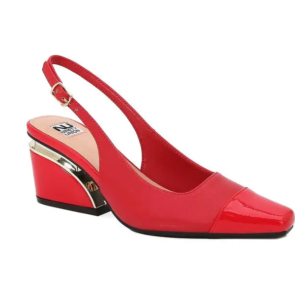 NINETY UNION Patent Metal Heel Slingback Pump - Red