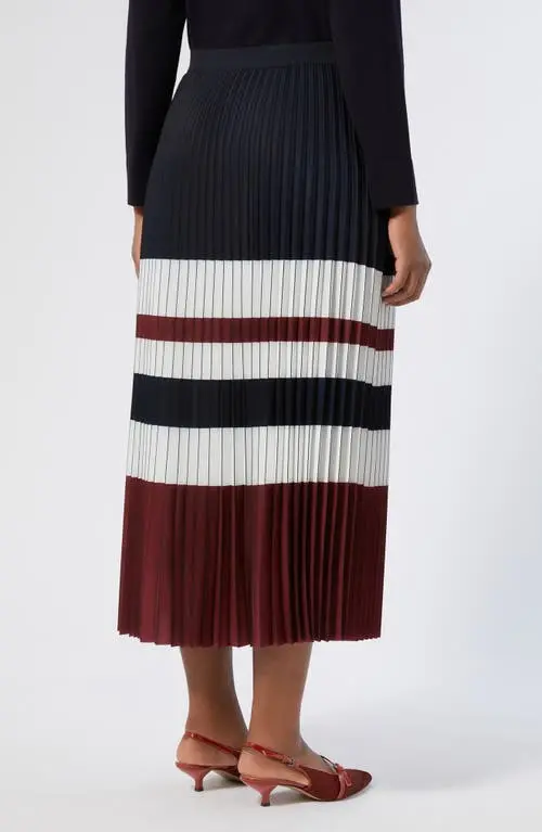 Marina Rinaldi Master Colorblock Pleated Crêpe De Chine Skirt