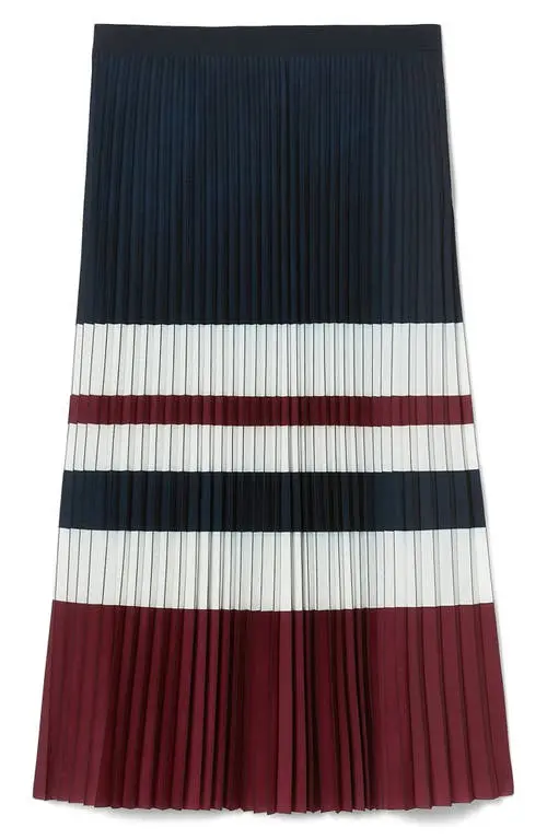 Marina Rinaldi Master Colorblock Pleated Crêpe De Chine Skirt