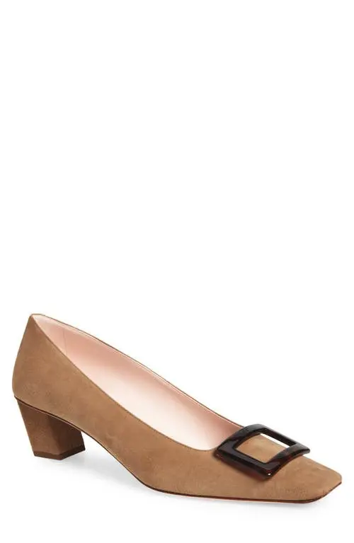 ROGER VIVIER Belle Vivier Block Heel Pump - Tabacco Chiaro