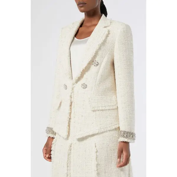 Marina Rinaldi Abavo Crystal Cuff Sequin Tweed Jacket