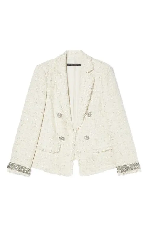 Marina Rinaldi Abavo Crystal Cuff Sequin Tweed Jacket