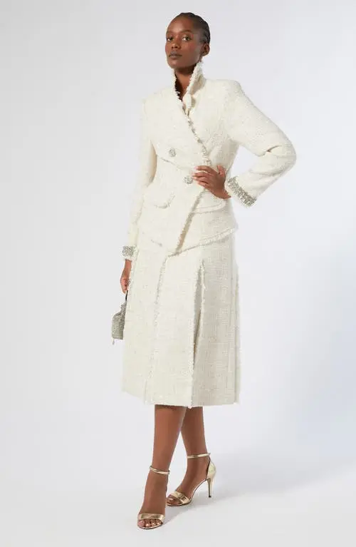 Marina Rinaldi Abavo Crystal Cuff Sequin Tweed Jacket