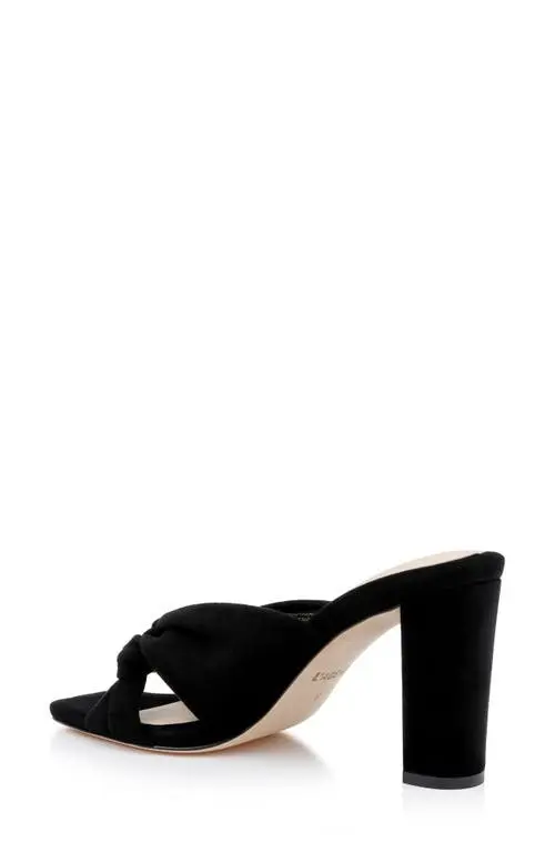 L'Agence Leonie Block Heel Slide Sandal - Black Suede