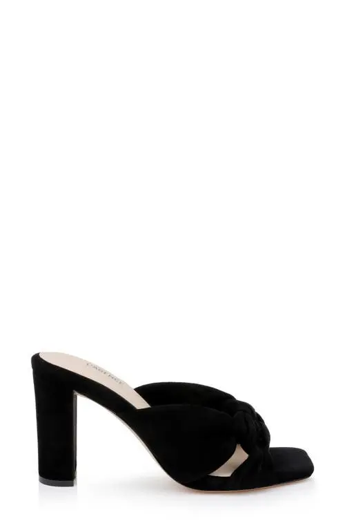 L'Agence Leonie Block Heel Slide Sandal - Black Suede